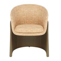 China Sculptural Curved Base Upholstered Dining Chair Modern Italian Accent Armchair for sale