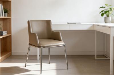 China Modern Minimalist Upholstered Dining Chair Italian Design Metal Legs for sale