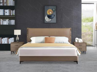 China Modern Luxury Soft Pack Double Bed With Genuine Leather Upholstery for sale