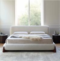 China Lamb Wool Solid Wood Foot Double Bed Apartment Modern Boucle Platform for sale