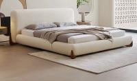 China Lamb Wool Solid Wood Foot Double Bed Apartment Modern Boucle Platform for sale