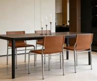 China Designer Saddle Leather Dining Chair Italian Minimalist Bauhaus Modern Style for sale