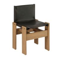China Mid-Century Modern Solid Ash Wood Dining Chair with Wabi Sabi Saddle Leather Accent for sale