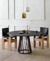 China Mid-Century Modern Solid Ash Wood Dining Chair with Wabi Sabi Saddle Leather Accent for sale