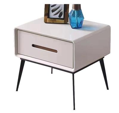 China White Luxury Iron Foot Bedside Table Modern Apartment Furniture Nightstand for sale
