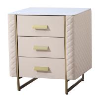 China Light Luxury Rock Board Soft Package Bedside Table With 3 Drawer Storage for sale