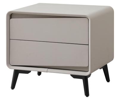 China Modern Minimalist Handleless Storage Bedside Table Leather Wrapped Nightstand for sale