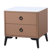 China Modern Luxury Rock Slab Countertop Leather Bedside Table Storage for sale