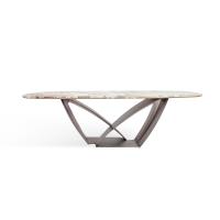 China Luxury Italian Natural Marble Oval Dining Table Contemporary Design Hotel Furniture for sale