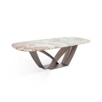 China Luxury Italian Natural Marble Oval Dining Table Contemporary Design Hotel Furniture for sale