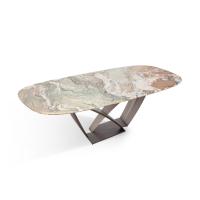 China Luxury Italian Natural Marble Oval Dining Table Contemporary Design Hotel Furniture for sale