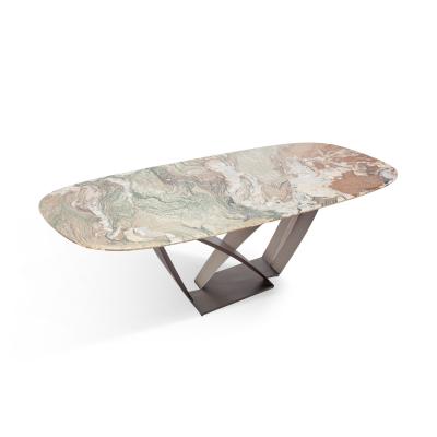 China Luxury Italian Natural Marble Oval Dining Table Contemporary Design Hotel Furniture for sale