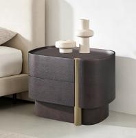 China Modern Luxury Curved Double Drawer Bedside Table Wooden Nightstand for sale