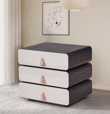China Modern Three Layer Stacked Rotatable Bedside Table Wooden Nightstand Storage for sale