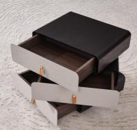 China Modern Three Layer Stacked Rotatable Bedside Table Wooden Nightstand Storage for sale