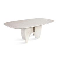 China Wabi Sabi Cream Stone Dining Table Contemporary Artistic Furniture Design for sale