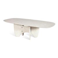 China Wabi Sabi Cream Stone Dining Table Contemporary Artistic Furniture Design for sale