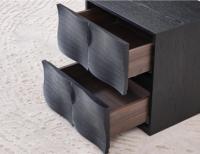 China Mid Ancient Style Red Oak Leather Double Drawer Nightstand Wooden Bedside Table for sale