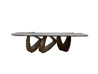 China Italian Luxury Stone Dining Table with 3-Pillar Irregular Metal Base Contemporary Sculptural Design for sale