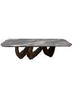 China Italian Luxury Stone Dining Table with 3-Pillar Irregular Metal Base Contemporary Sculptural Design for sale