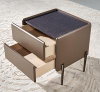 China Khaki Painted Bedside Table Wooden Nightstand Modern Luxury Apartment Furniture for sale