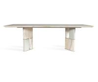 China Italian Luxury Marble Double-Pillar Dining Table Contemporary Statement Hotel Furniture for sale