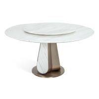 China Italian Luxury Round White Marble Dining Table Contemporary Furniture Design for sale