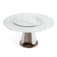 China Italian Luxury Round White Marble Dining Table Contemporary Furniture Design for sale