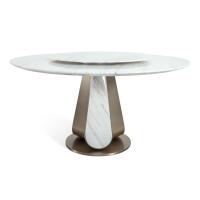 China Italian Luxury Round White Marble Dining Table Contemporary Furniture Design for sale