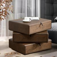 China Modern Light Luxury Three Layer Stacked Rotatable Bedside Table Wooden Nightstand for sale