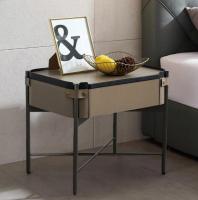 China Modern Leather Open Metal Frame Bedside Table Apartment Furniture Nightstand for sale