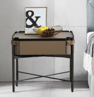 China Modern Leather Open Metal Frame Bedside Table Apartment Furniture Nightstand for sale