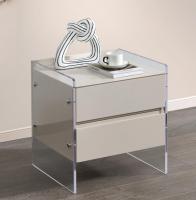 China Modern Luxury Acrylic Frame Bedside Table Wooden Nightstand Apartment Furniture for sale