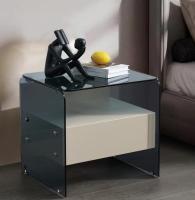 China Modern Luxury Acrylic Frame Bedside Table Wooden Nightstand Apartment Furniture for sale