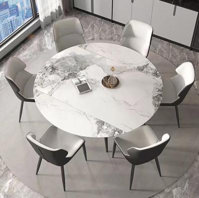 China Modern Round to Oval Extendable Dining Table for Home Apartment Hotel Furniture for sale