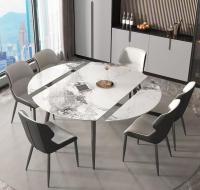 China Modern Round to Oval Extendable Dining Table for Home Apartment Hotel Furniture for sale