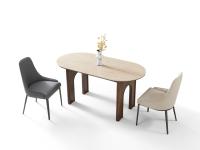 China Modern Travertine Solid Wood Dining Table Contemporary Furniture For Apartments for sale