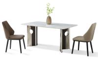 China Luxury Dining Table with Hollow Out Metal Legs and Marble Top Contemporary Design for sale