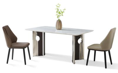 China Luxury Dining Table with Hollow Out Metal Legs and Marble Top Contemporary Design for sale
