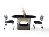 China Sculptural Oval Black Stone Dining Table Contemporary Luxury Design for sale