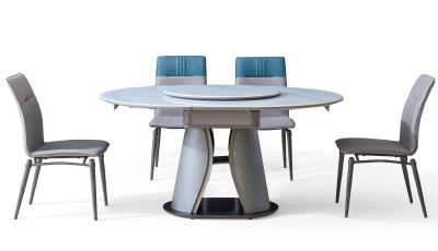 China Modern Statement Dining Table Curved Pedestal Design for Small Spaces for sale
