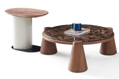 China Black Walnut Marble Coffee Table Flexible Combination Side Table Set for sale