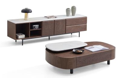 China Italian Minimalist Marble Telescopic Coffee Table Modern Apartment Furniture for sale