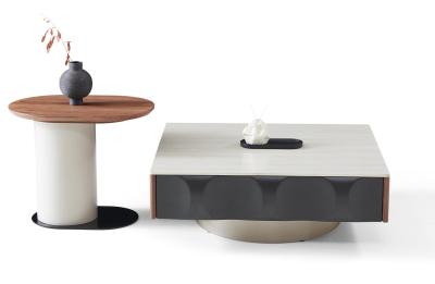 China Modern Style Rock Slab Living Room Coffee Table Side Table Combination Minimalist Furniture for sale