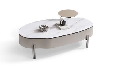 China Modern Irregular Oval Coffee Table with Marble Top for Living Room Furniture for sale