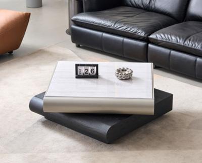 China Italian Minimalist Rolled Edge Rotating Coffee Table Modern Hotel Furniture for sale
