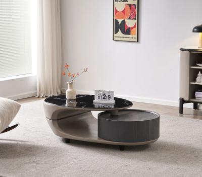 China Italian Minimalist Coffee Table Luxury Modern Hotel Lobby Furniture Oval Design for sale
