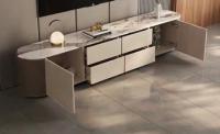 China Minimalist TV Cabinet Coffee Table Combination Rock Panel White TV Cabinet for sale