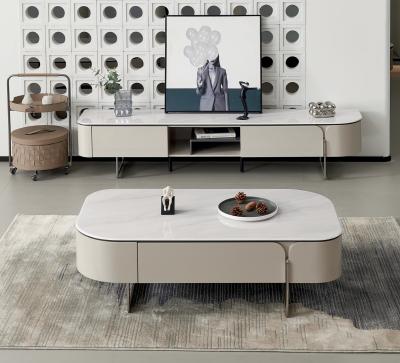 China Rock Panel TV Cabinet And Coffee Table Combination Modern Minimalist Design for sale