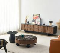 China Classic TV Cabinet Coffee Table Combination Mid Ancient Wave Pattern Wooden Tv Cabinet for sale